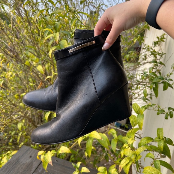 Agl | Shoes | Agl Womens Black Leather Wedge Ankle Boot | Poshmark